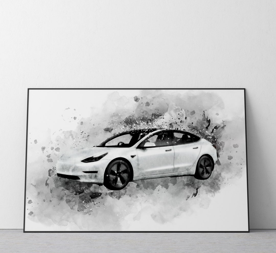Tesla Model 3 Wall Art Print A4 A3 UK Ref 205 - Etsy