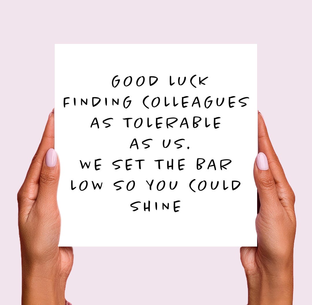 Funny Colleague Leaving Card: Rude Sarcastic Goodbye - Free Envelope ...