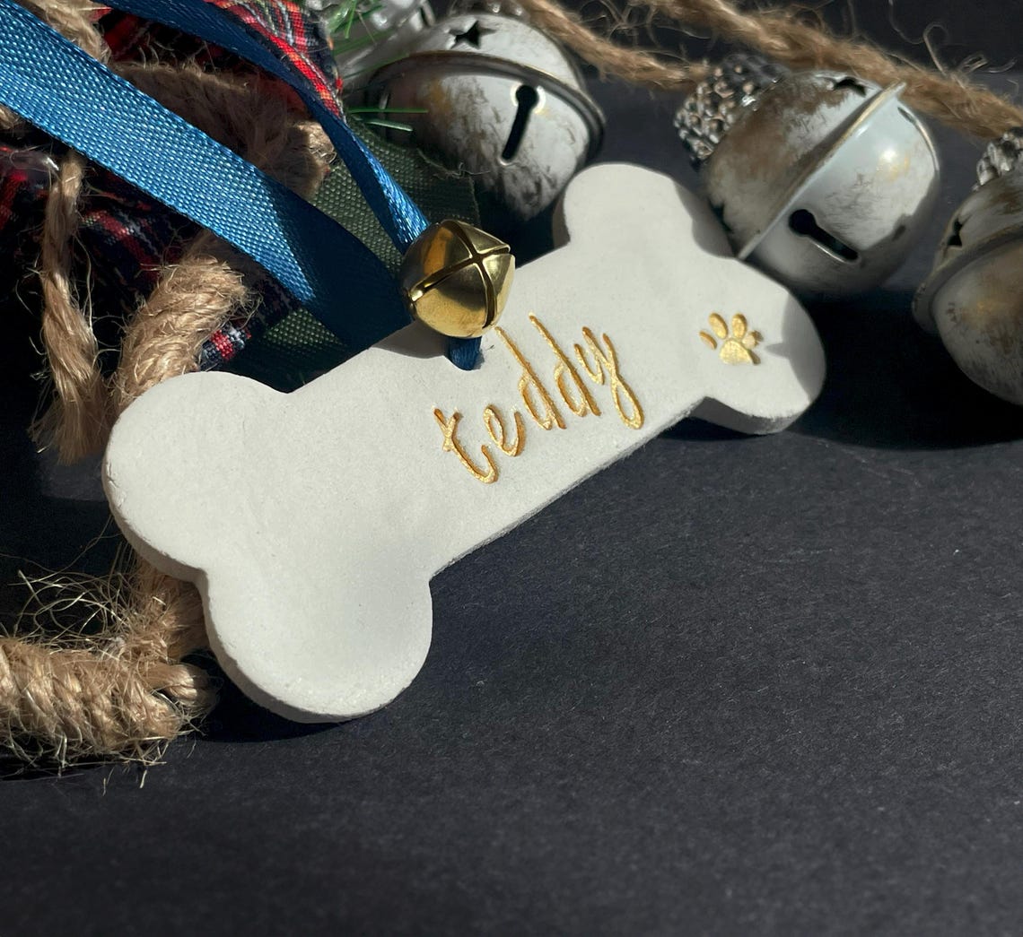 Personalized Dog Bone Ornament: Clay Pet Christmas Decoration - Etsy