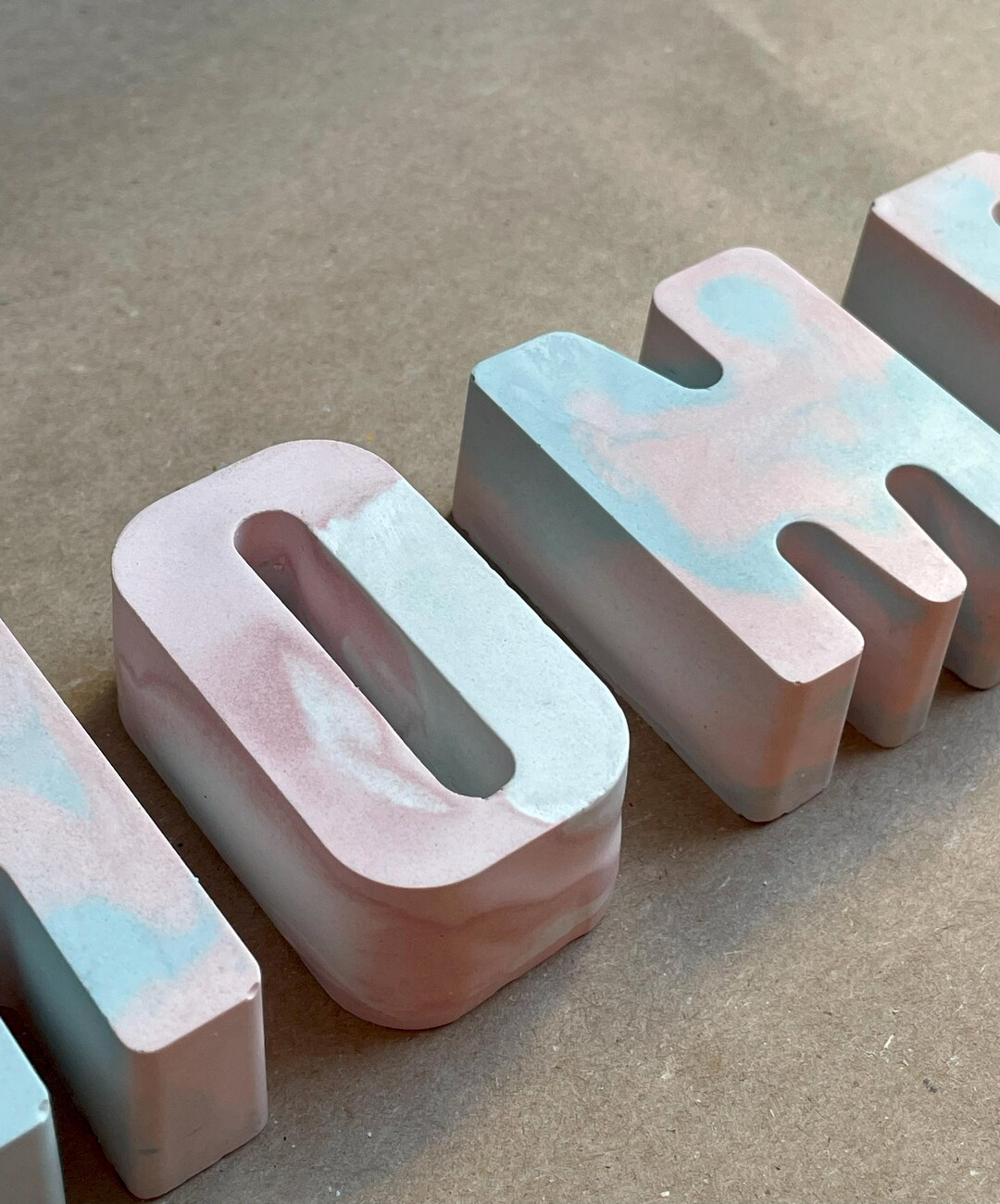 Individual Gypsum Letters | Pink and Blue Marble Effect | Modern Home ...