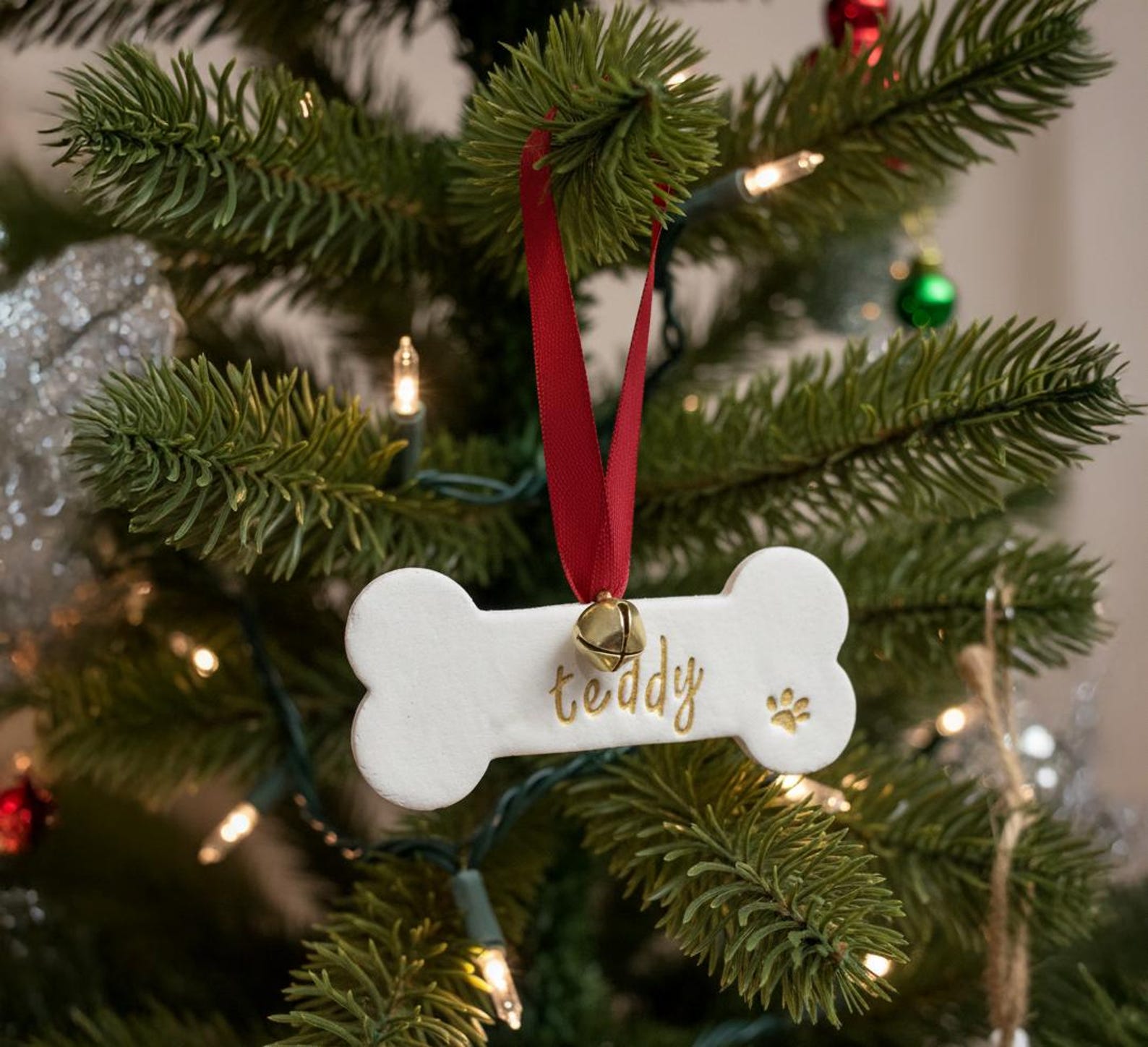 Personalized Dog Bone Ornament: Clay Pet Christmas Decoration - Etsy