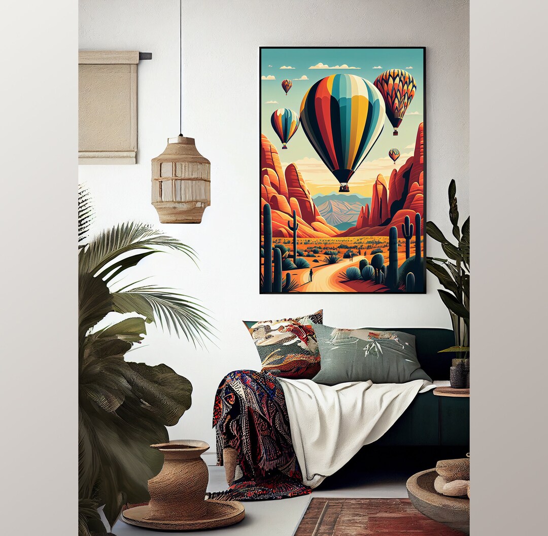 Hot Air Balloons Poster Canyon View Poster Wall Decor Travel Wall Art ...