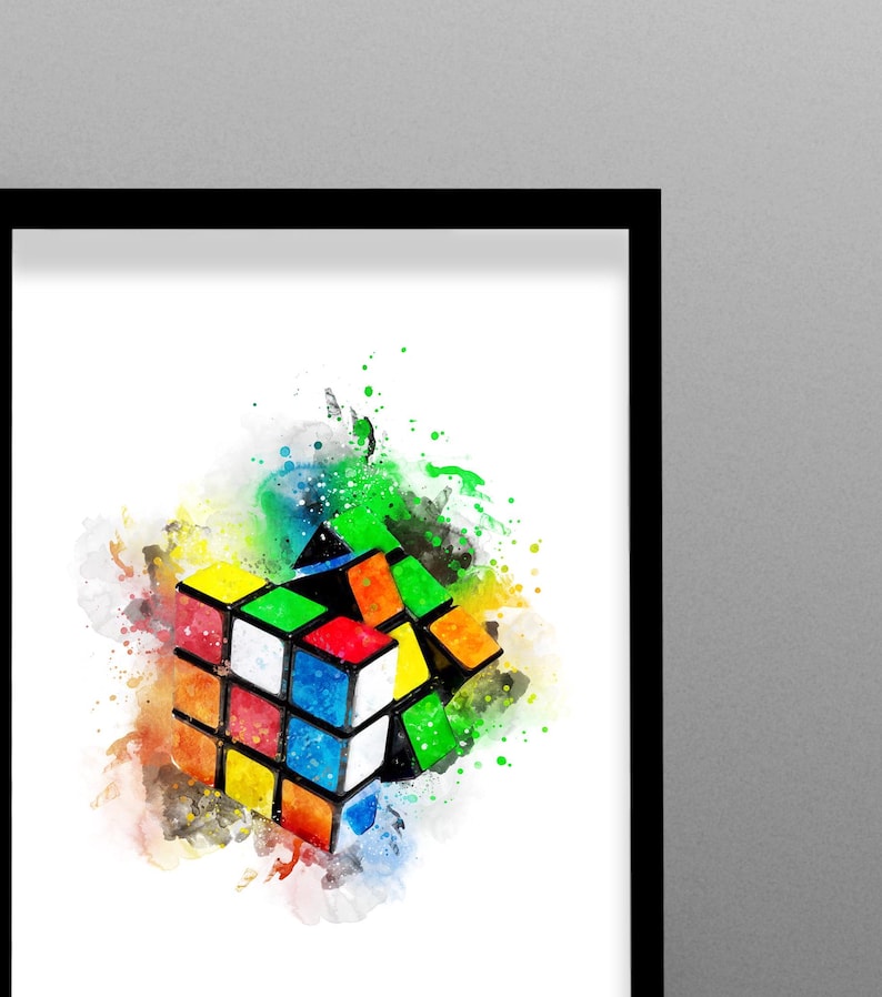 Rubik's Cube | Wall Art Print | A4 | A3 | UK Ref Printable DIGITAL ...