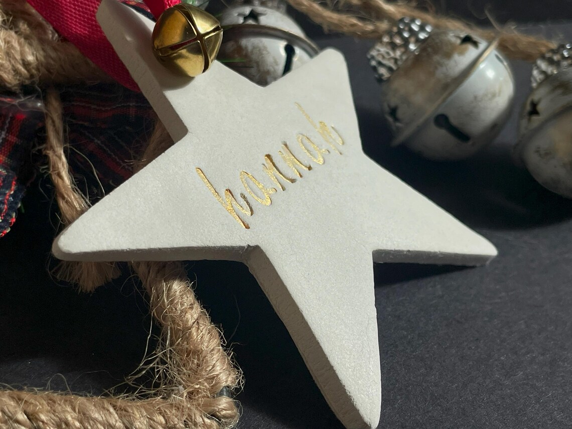 Personalized Clay Star Christmas Ornament | Christmas Tree Decoration ...