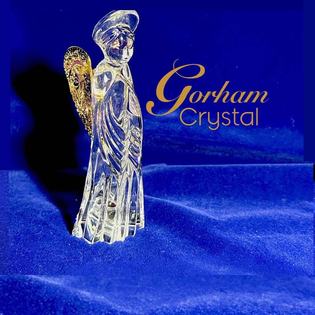 Gorham Lead Crystal Nativity Angel With Gold Filigree Wings, Vintage ...