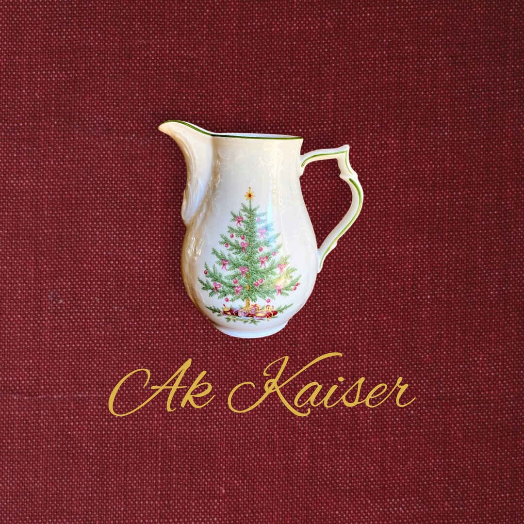 AK Kaiser Christmas Tree and Holly Creamer, Vintage, 1990's - Etsy
