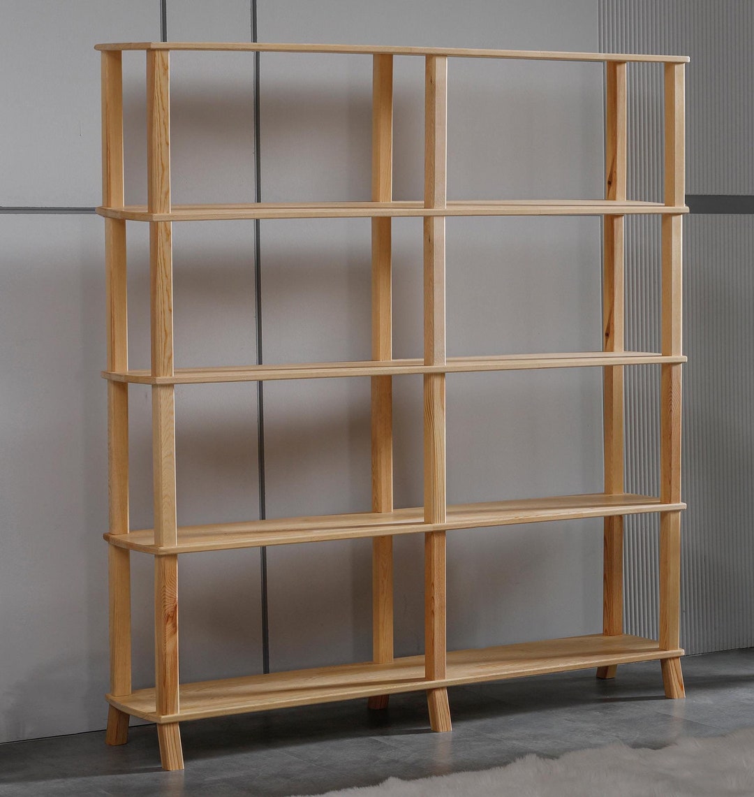 Handmade Natural Pine Wood Bookshelf: Minimalist Modern Shelving - Etsy