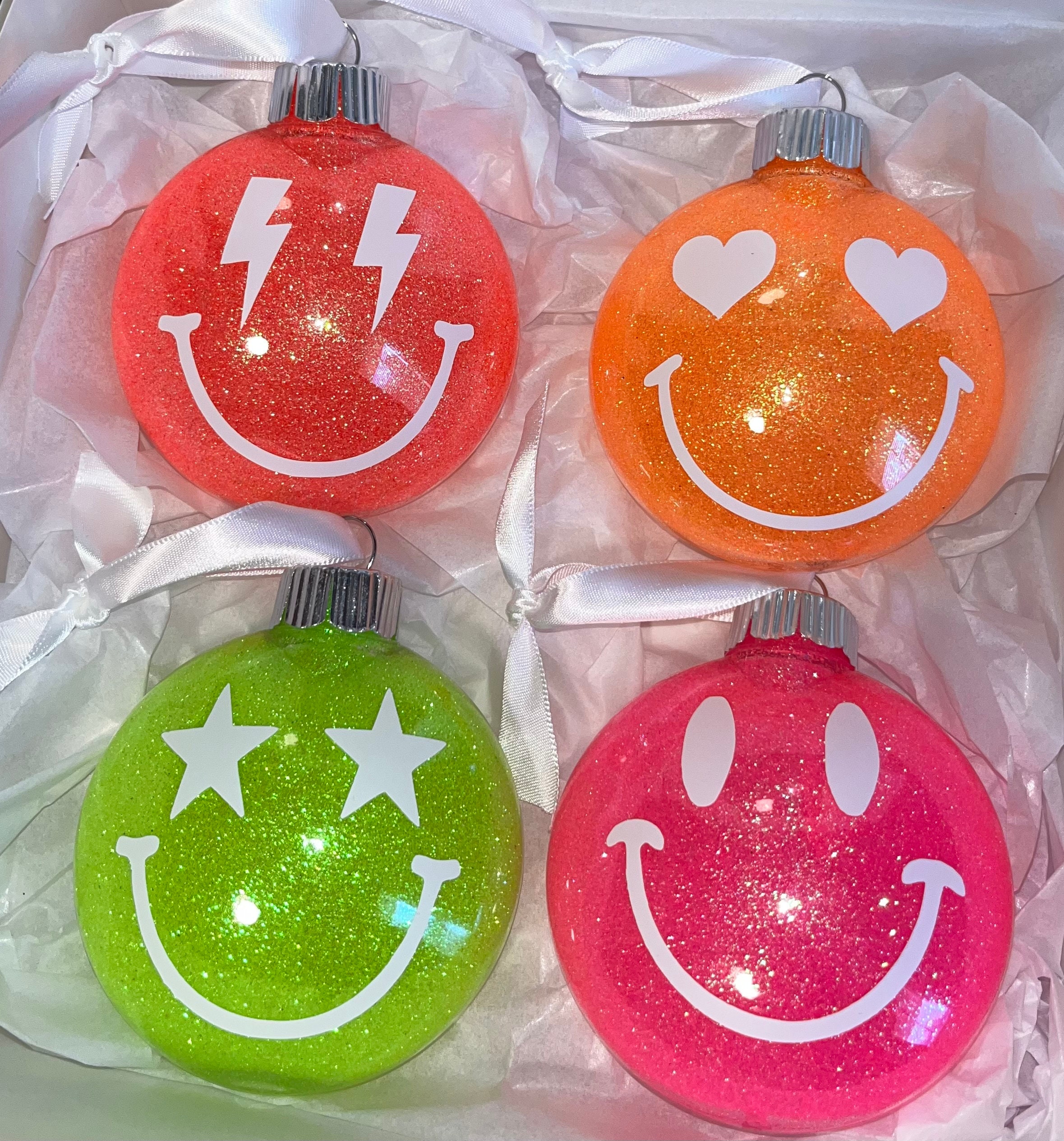 Retro Smiley Face Ornament Set of 4 - Etsy