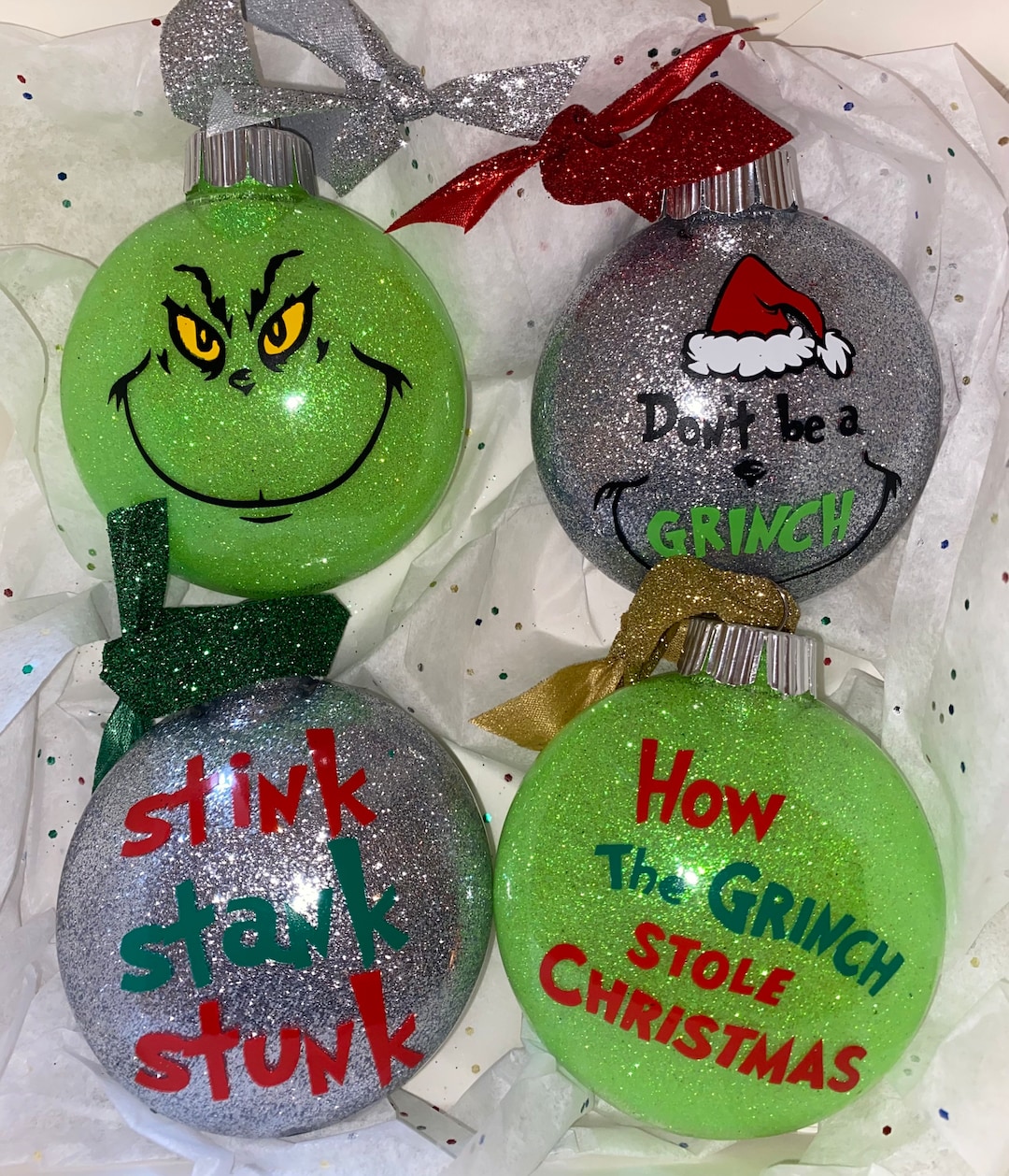 Grinch Inspired Ornament Set - Etsy