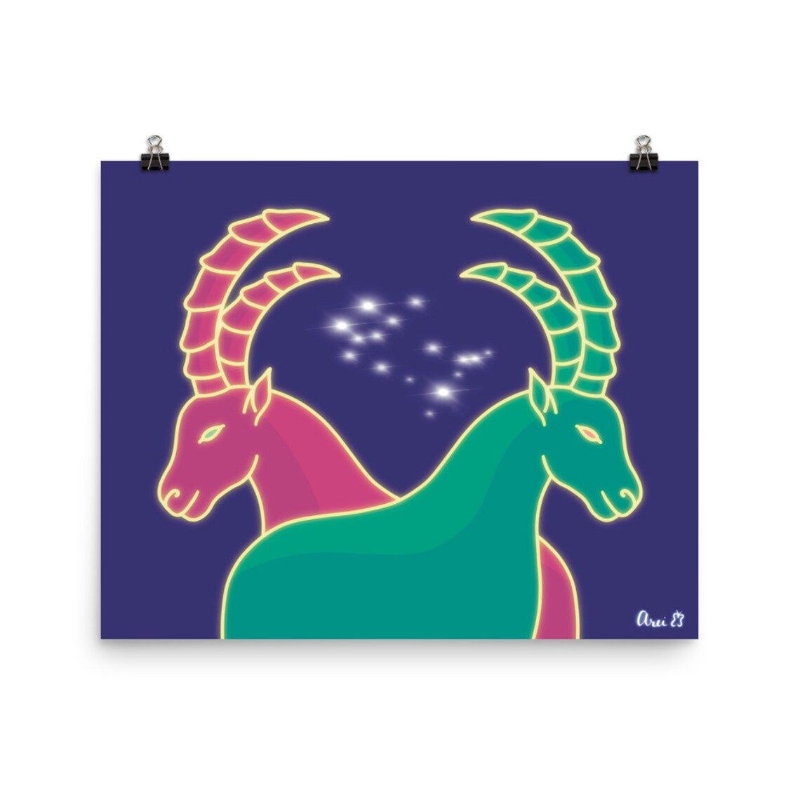 Zodiac Art Gemini Goat Poster Print | Etsy