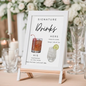 Customizable Printable Signature Drink Sign, Digital Instant Download ...