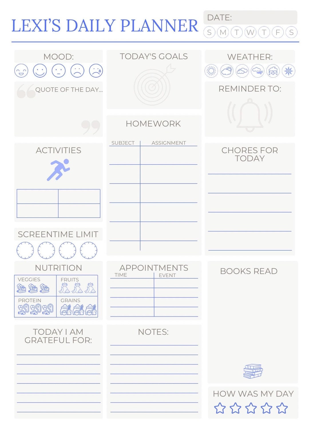 Editable Template Daily Home School Planner for Kids Printable Schedule ...