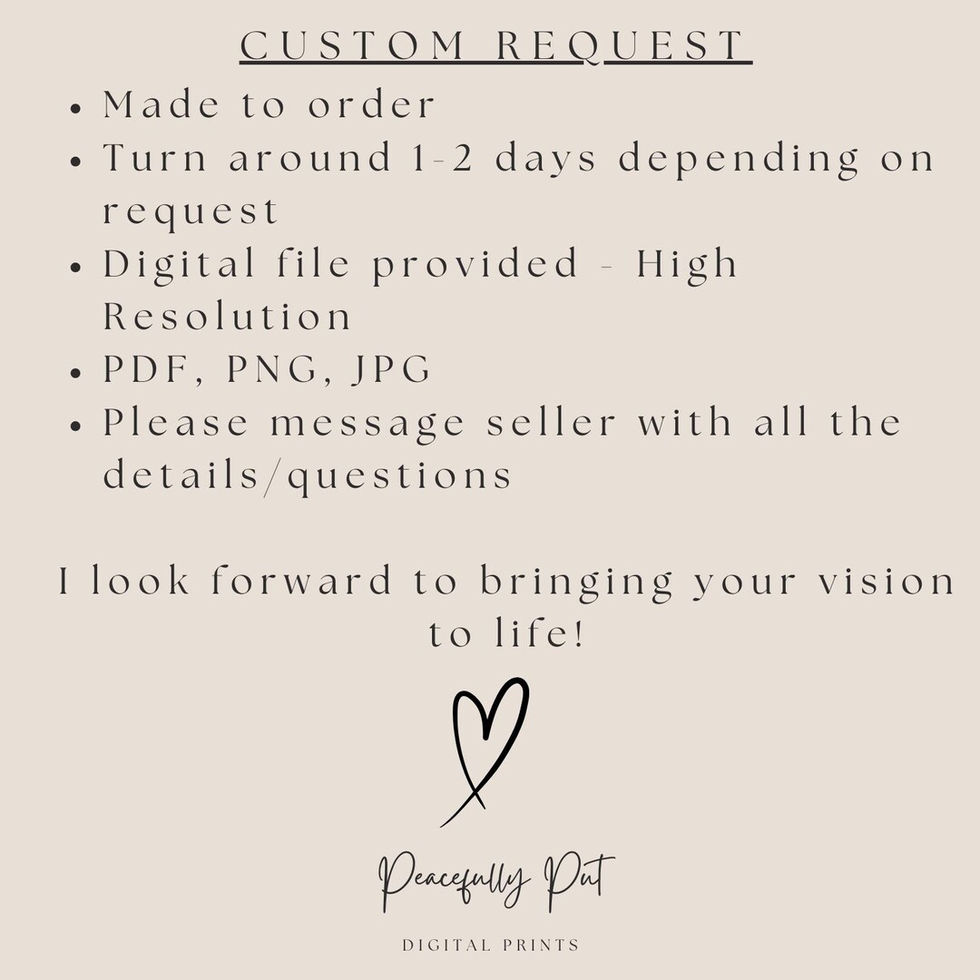 Custom Order Request, Digital File, Customized Digital Product, Made to ...