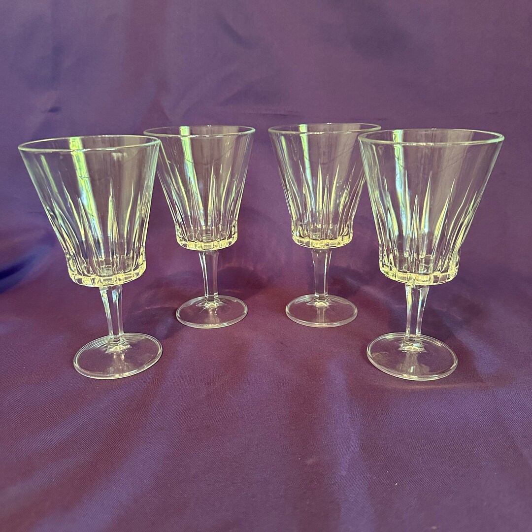 Vintage Clear Italian Wine Water Goblet Glasses Set of 4 Marked Italy ...