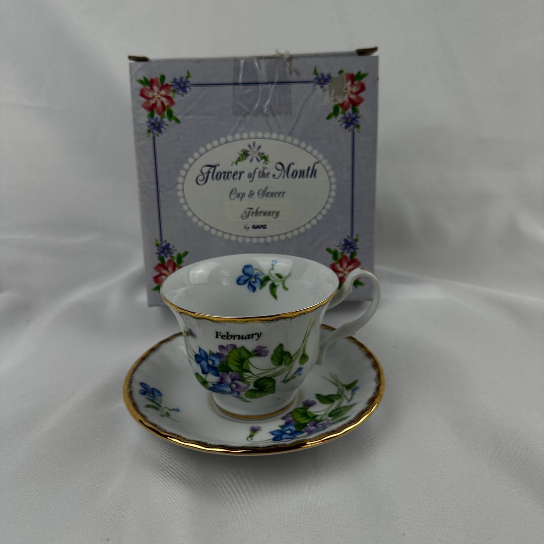 Vintage Tea Cup and Saucer of the Month February by Ganz - Etsy