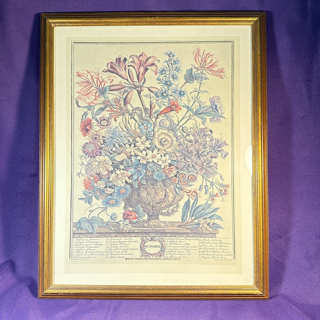 Vintage Gold Framed Botanical October Print - Etsy