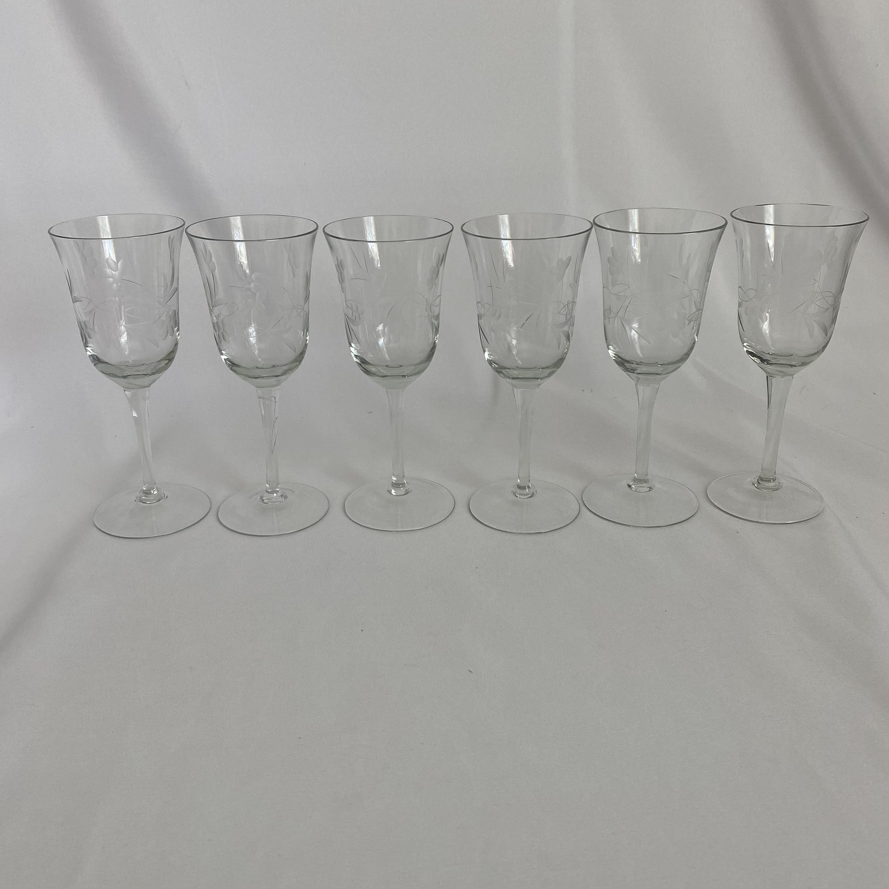 Vintage Etched Sherry Glass Set Of 6 Etsy