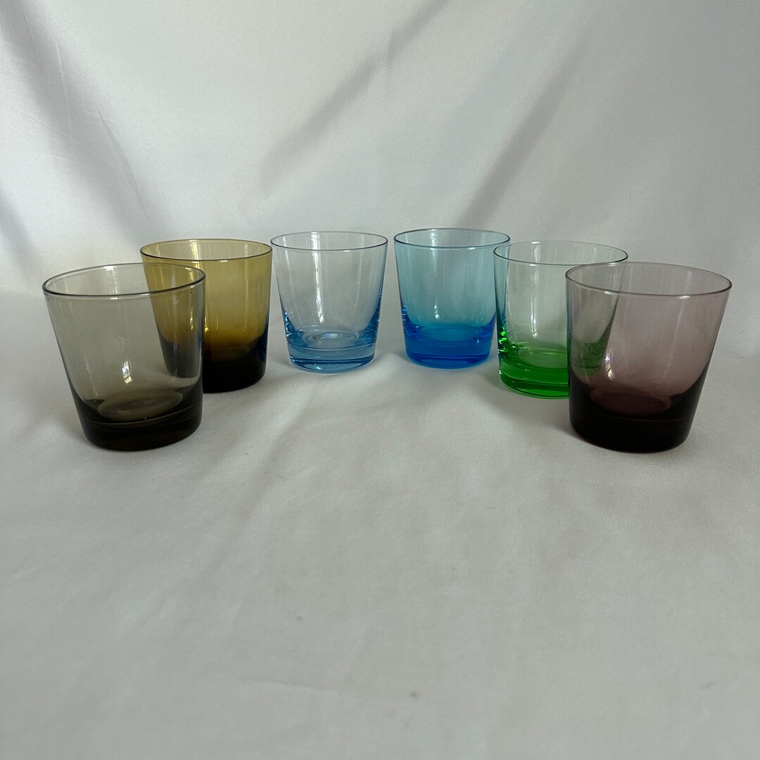 Vintage MCM Set of 6 Colorful on the Rocks Glasses - Etsy