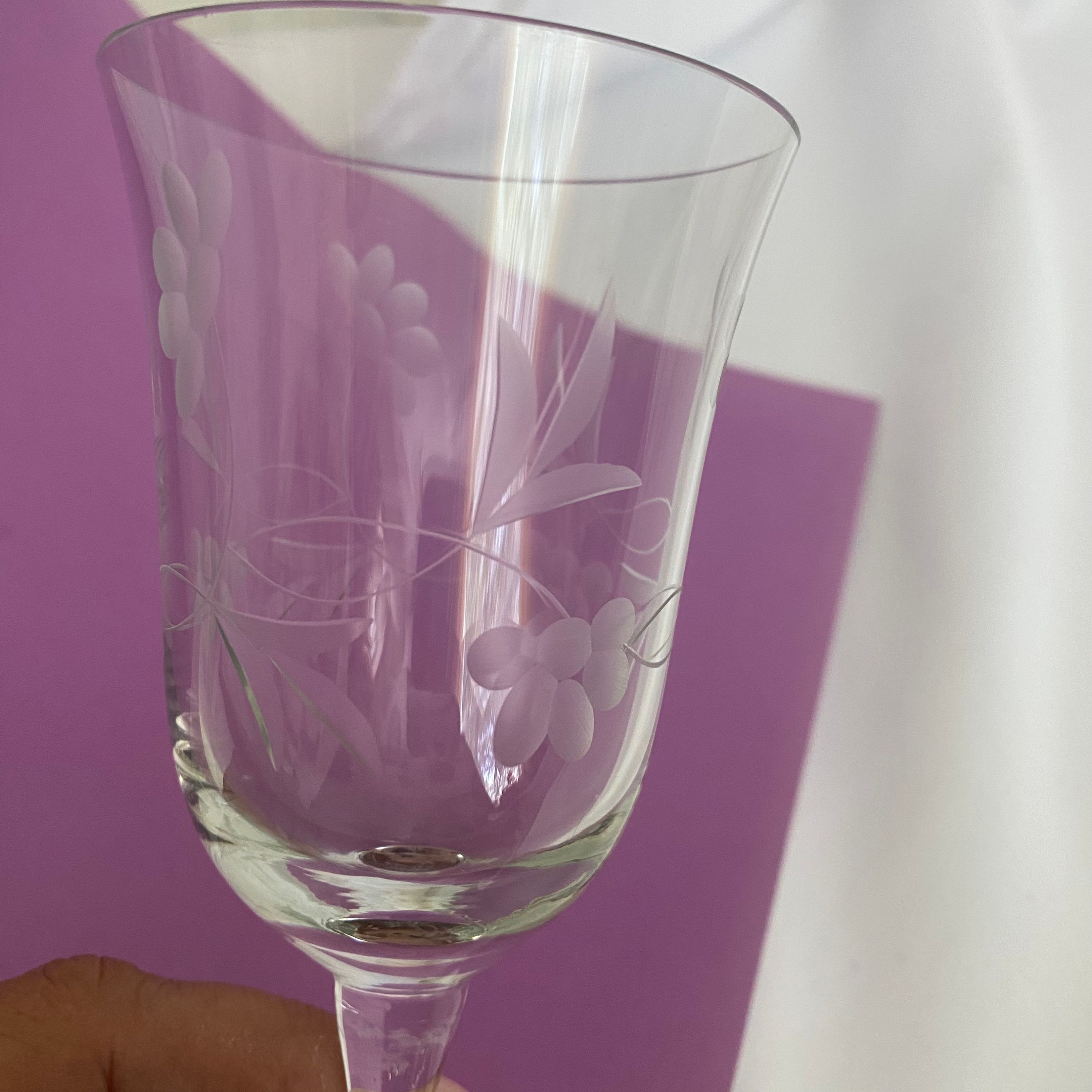 Vintage Etched Sherry Glass Set Of 6 Etsy
