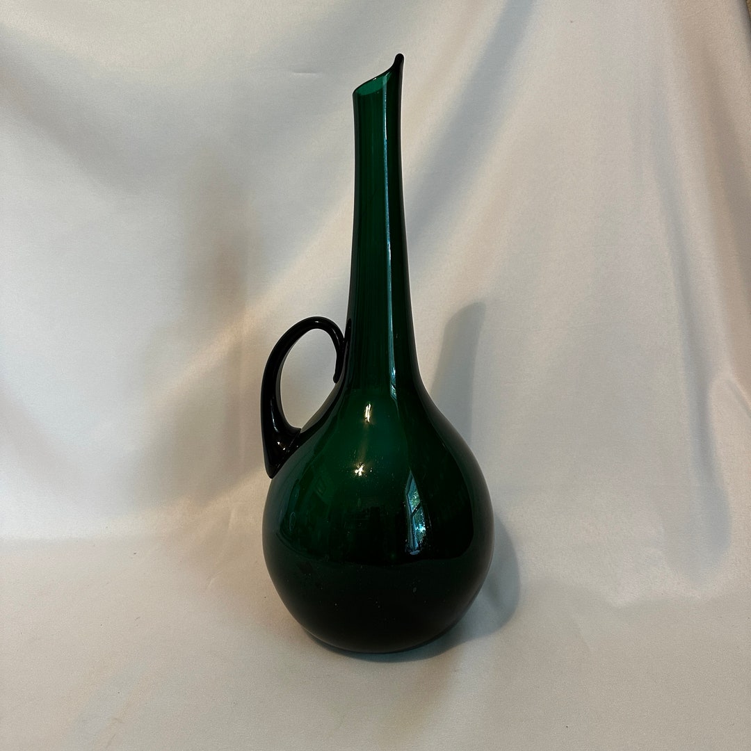 Blenko Chianti Decanter Emerald Green Hand Blown Glass Decanter With ...