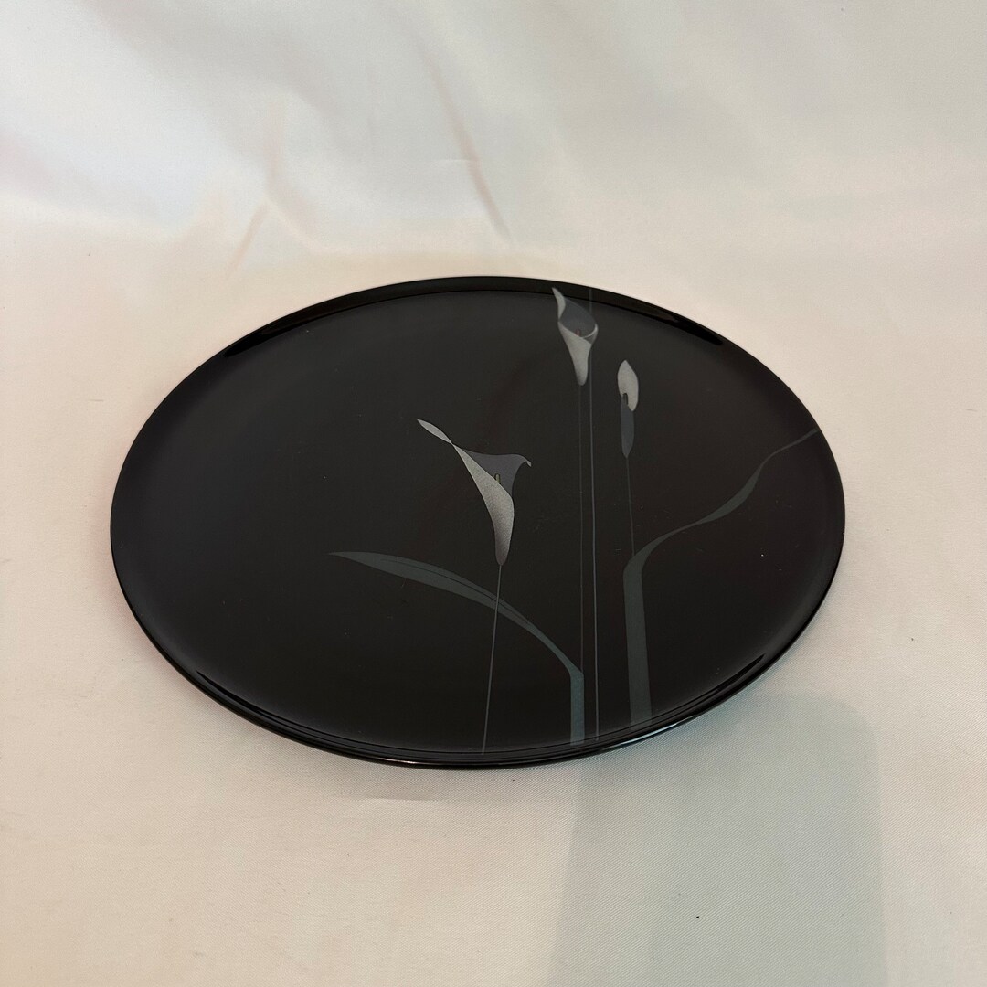 Vintage Mikasa FX005 Opus Black Calla Lily Made in Japan 12” Cake Plate ...