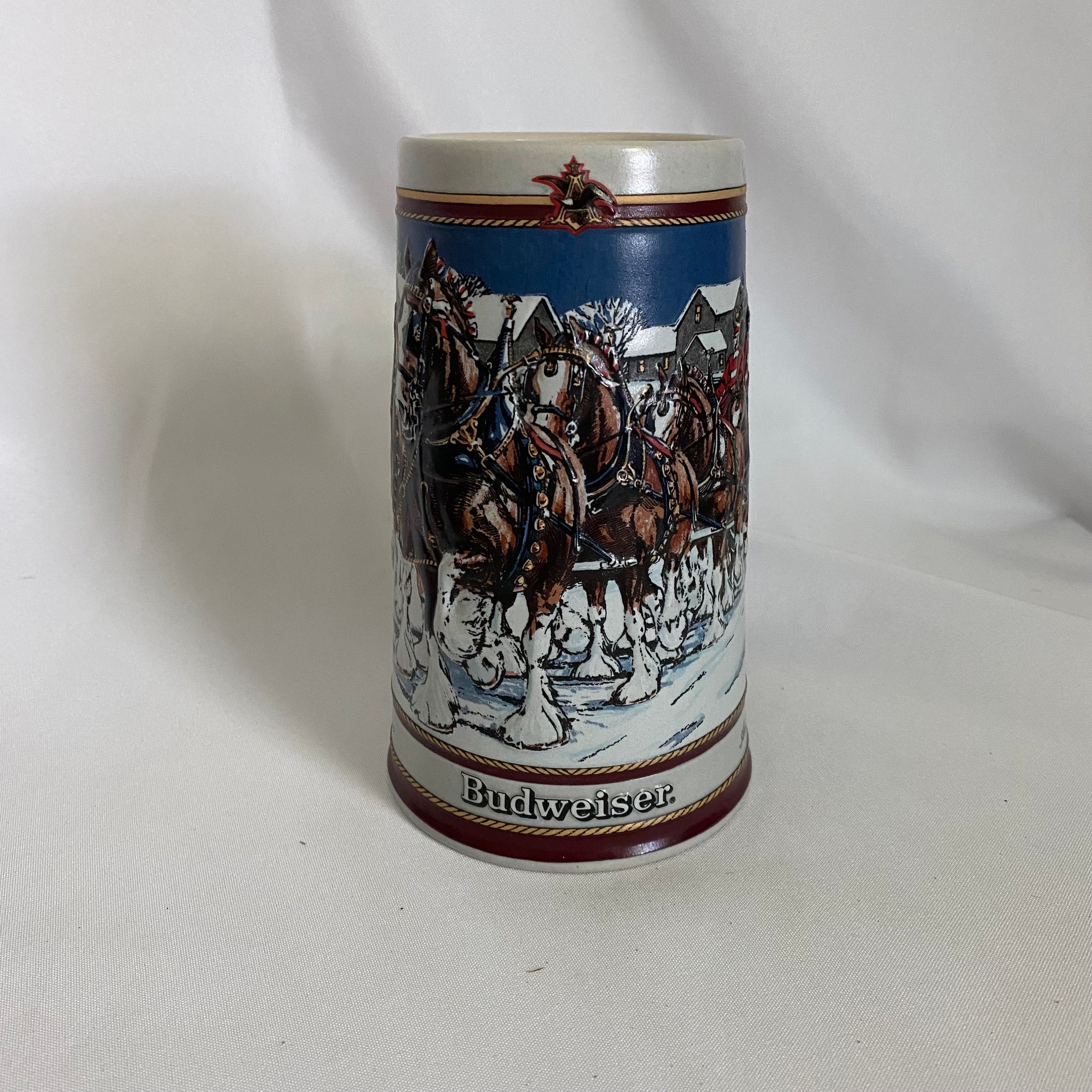 Vintage 1989 Budweiser Collector Series Christmas Winter Beer Mug Stein ...