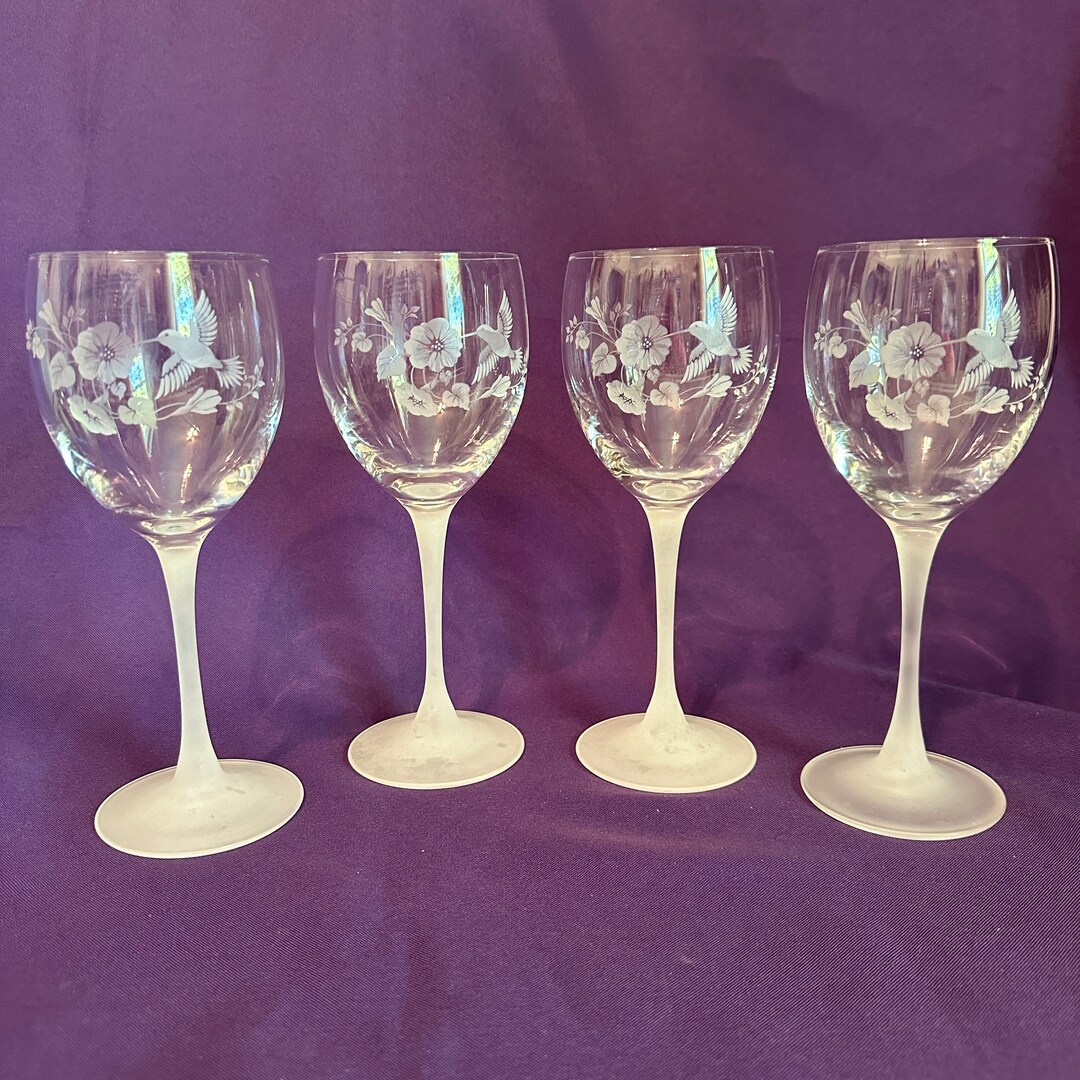 Vintage Set of 4 Avon Crystal Hummingbird Wine Glasses - Etsy