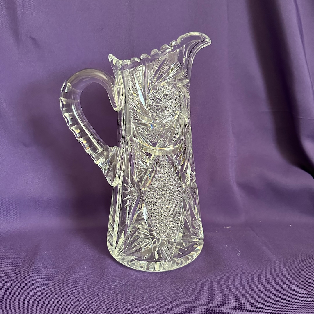 Vintage Heavy Crystal Pitcher or Vase - Etsy