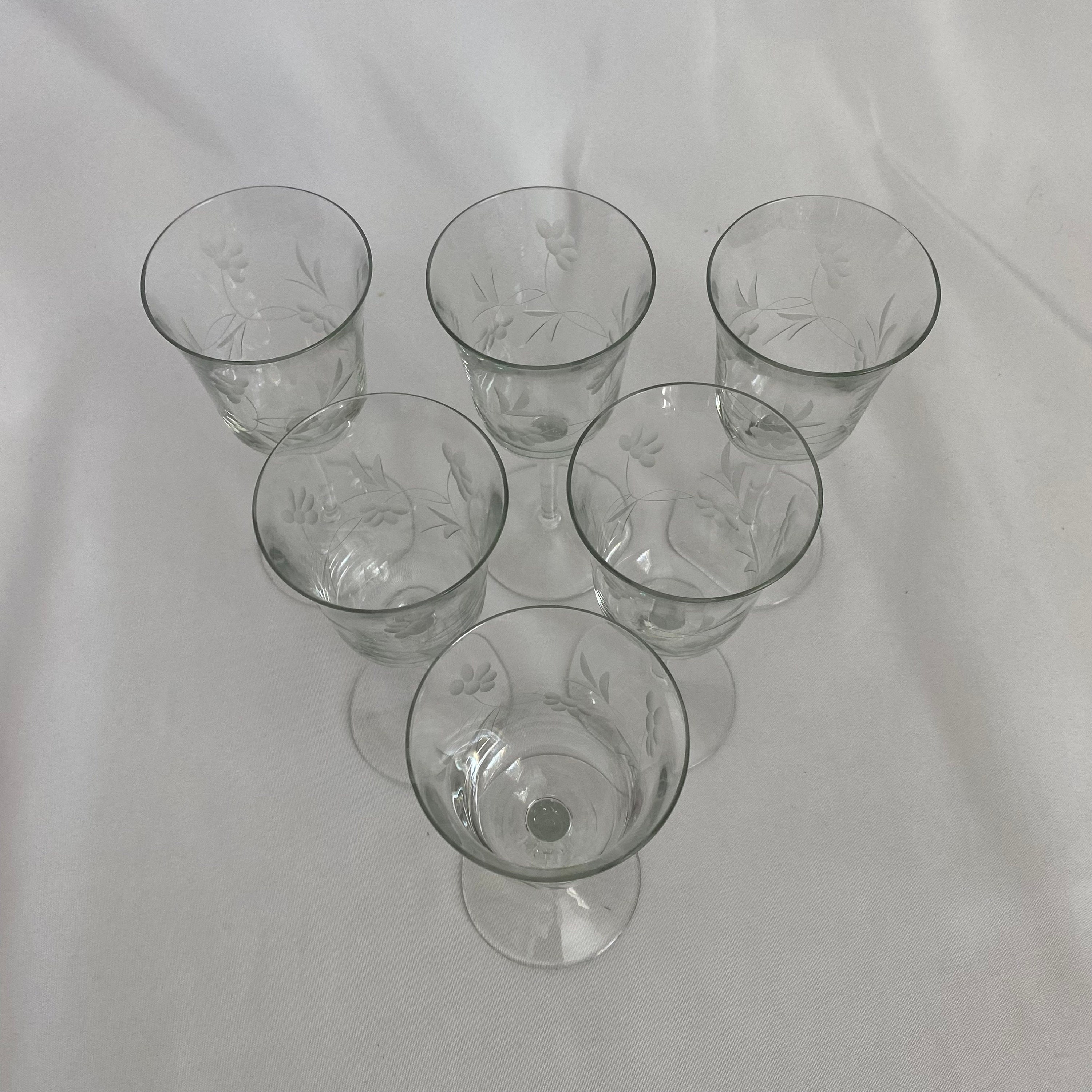 Vintage Etched Sherry Glass Set Of 6 Etsy