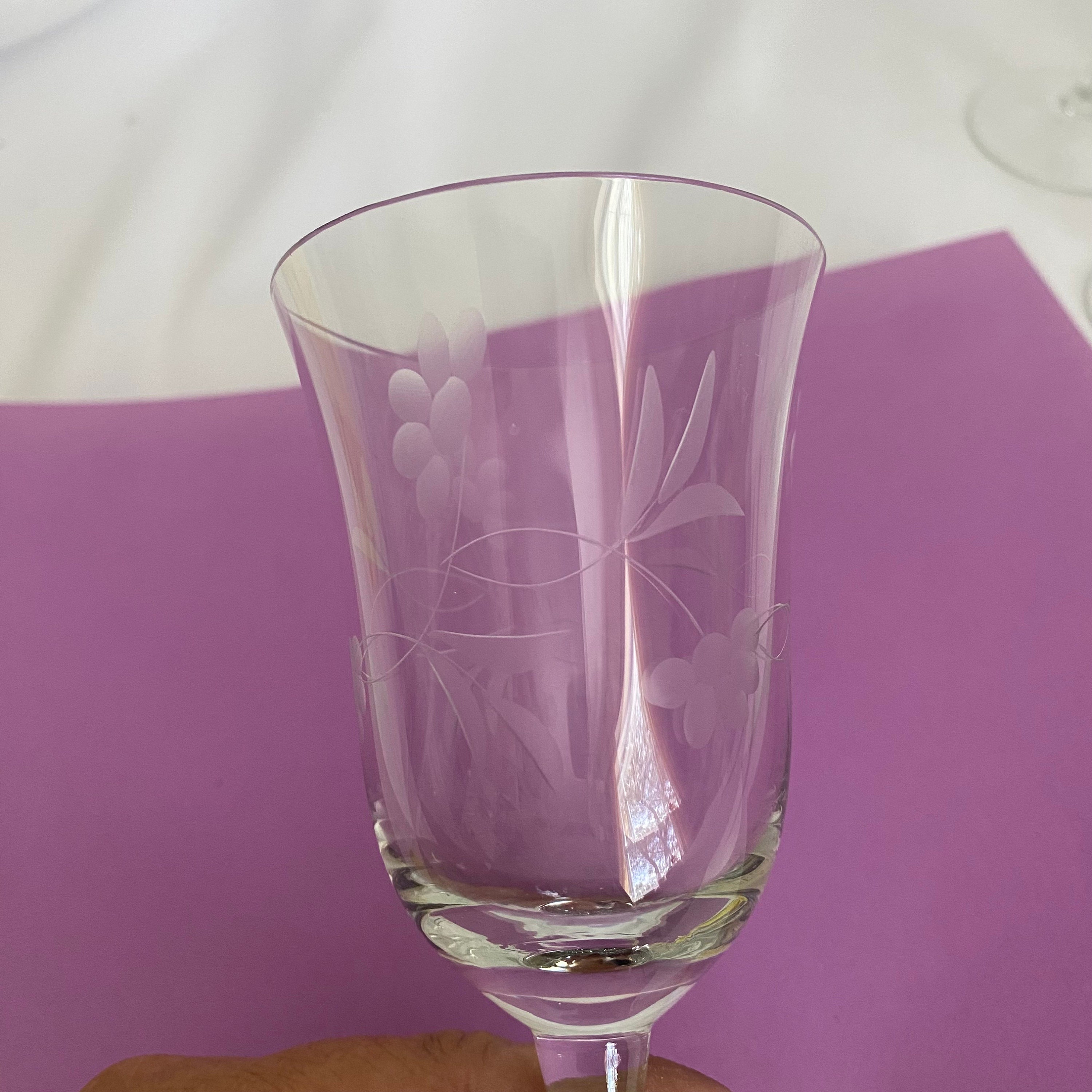 Vintage Etched Sherry Glass Set Of 6 Etsy