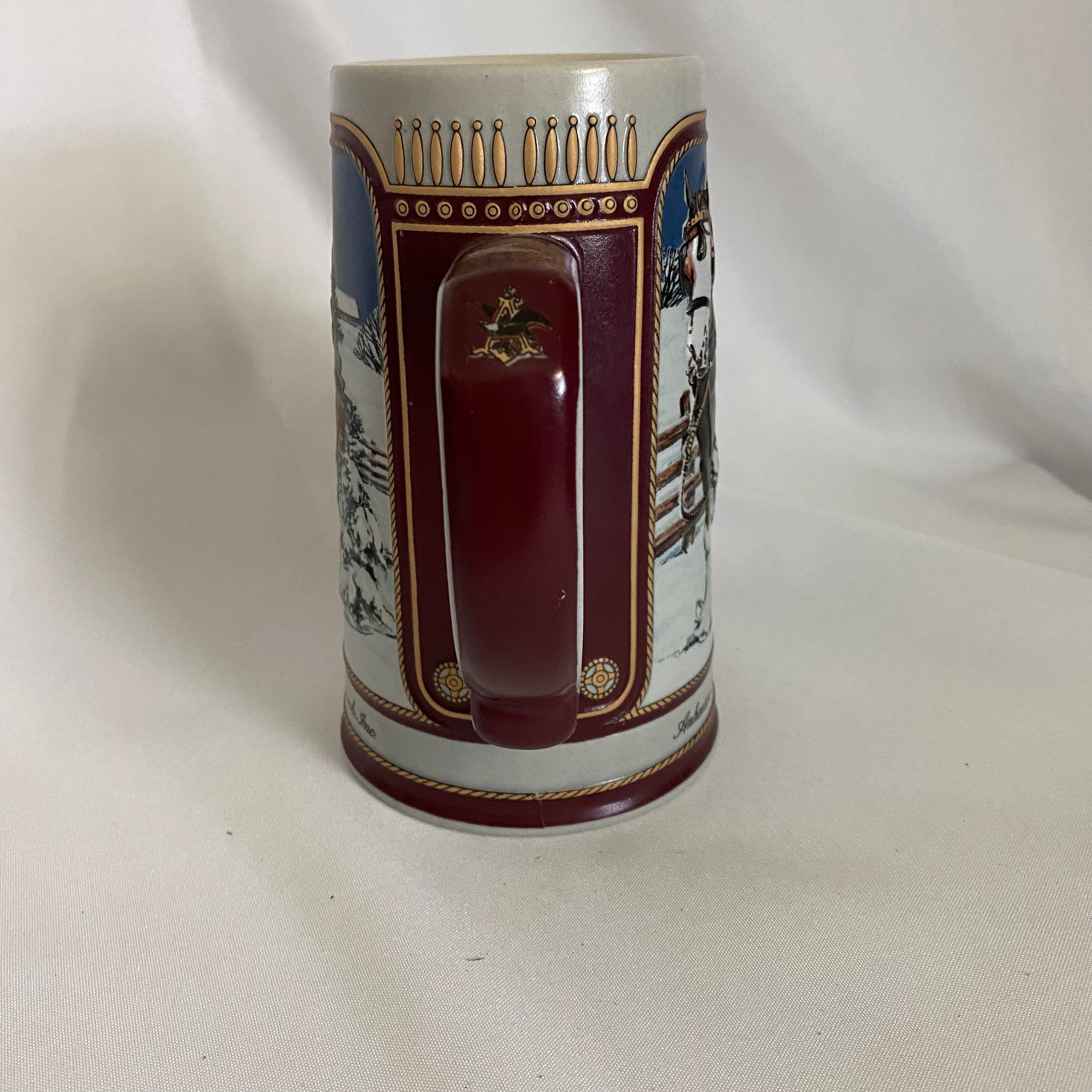 Vintage 1989 Budweiser Collector Series Christmas Winter Beer Mug Stein ...