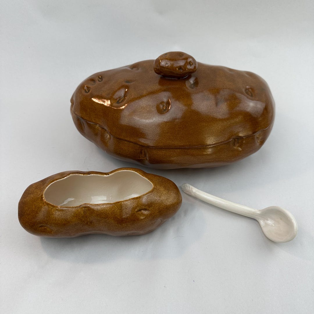 Vintage Ceramic Baked Potato Server With Side Server and Spoon - Etsy