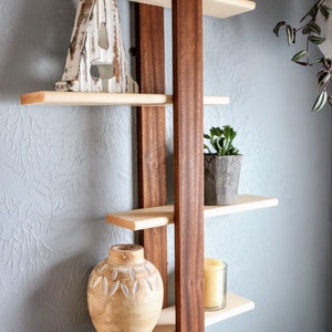 Modern Floating Wall Shelf, Java-stained Cherry & Maple Shelving Unit ...