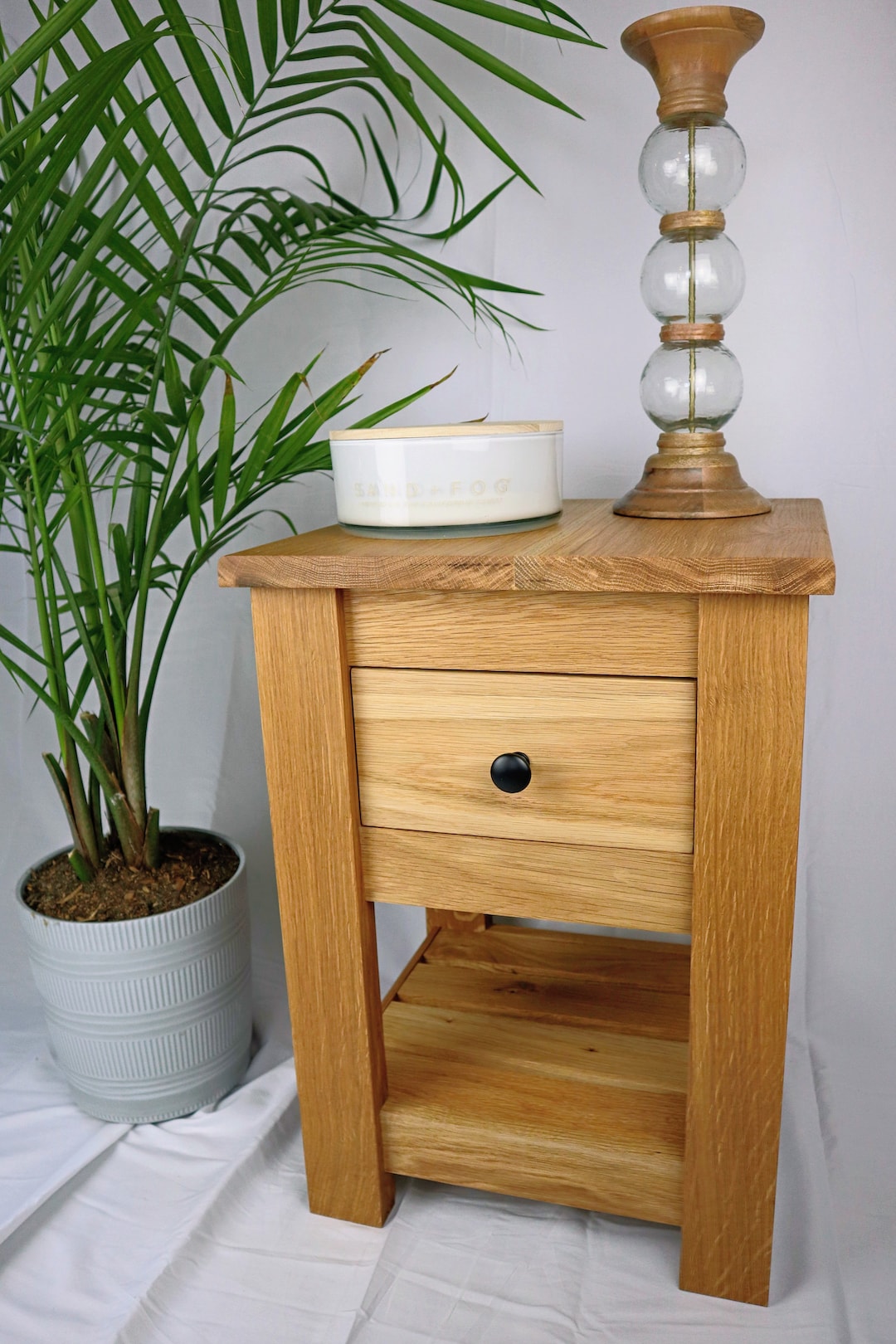 Solid Oak End Table, Solid Hardwood Nightstand, One Drawer End Table - Etsy