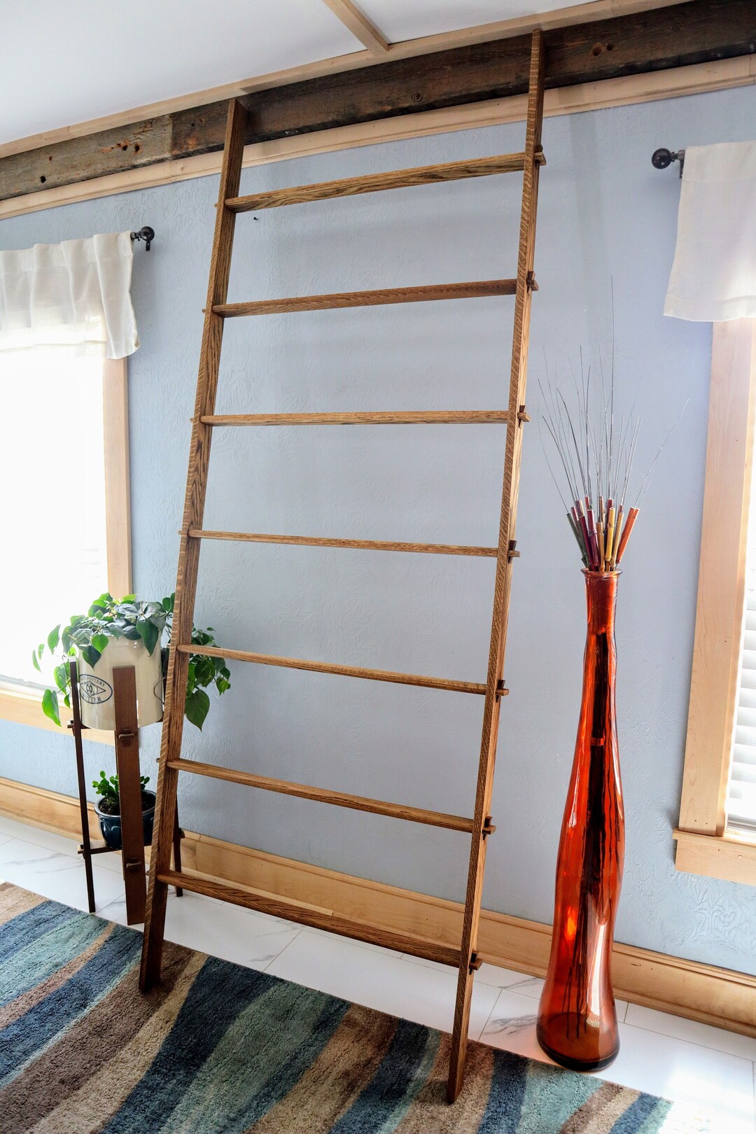 8 Foot Tall Blanket Ladder, Extra Tall Quilt Display, Commercial Quilt ...