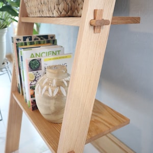 Leaning Ladder Shelf, 4 Tier Bookshelf, Solid Hardwood Shelving - Etsy