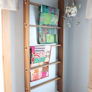 Wall-mounted 5-rung Walnut Blanket Ladder Solid Hardwood - Etsy