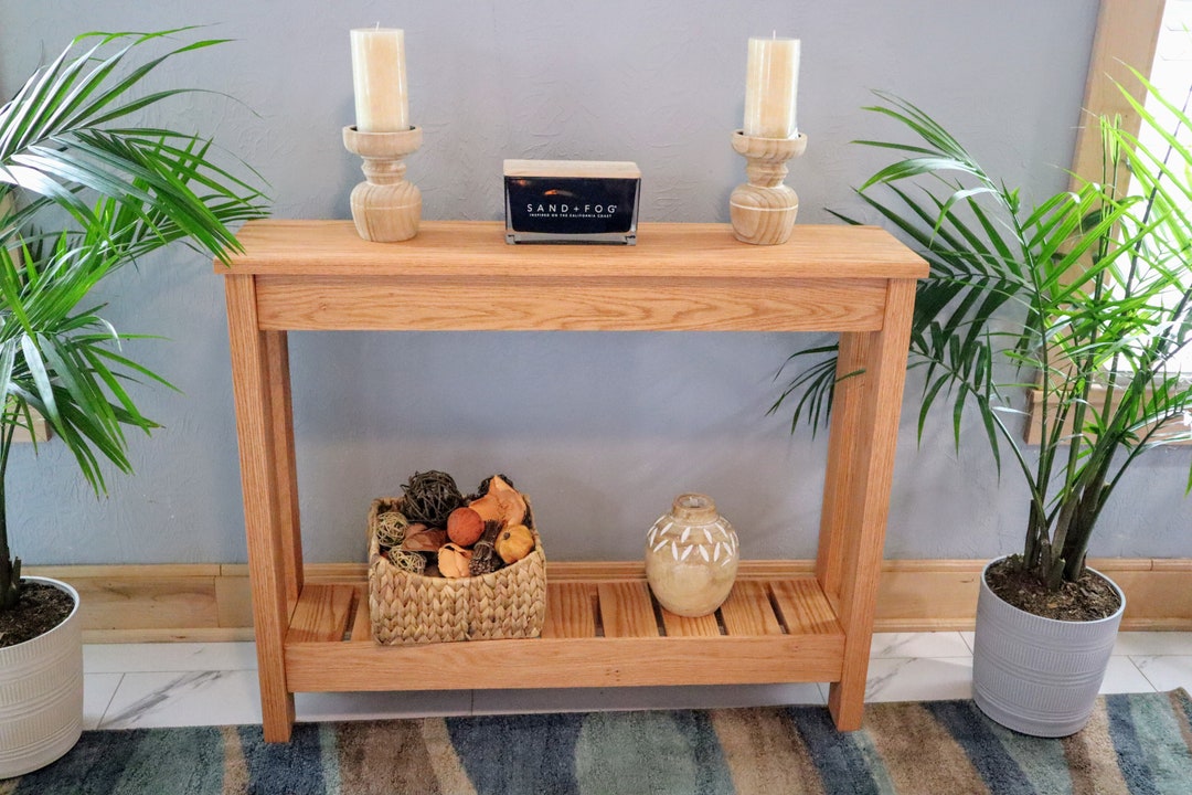 Handmade Solid Oak Console Table: Entryway Sofa Table (32x10x40) - Etsy