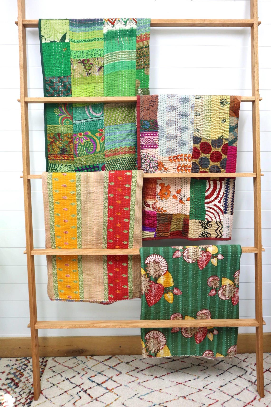 Wide Hardwood Blanket Ladder: Quilt Display Rack (84x48) - Etsy