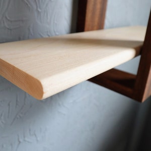 Modern Floating Wall Shelf, Java-stained Cherry & Maple Shelving Unit ...