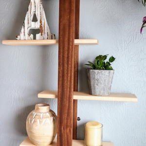 Modern Floating Wall Shelf, Java-stained Cherry & Maple Shelving Unit ...