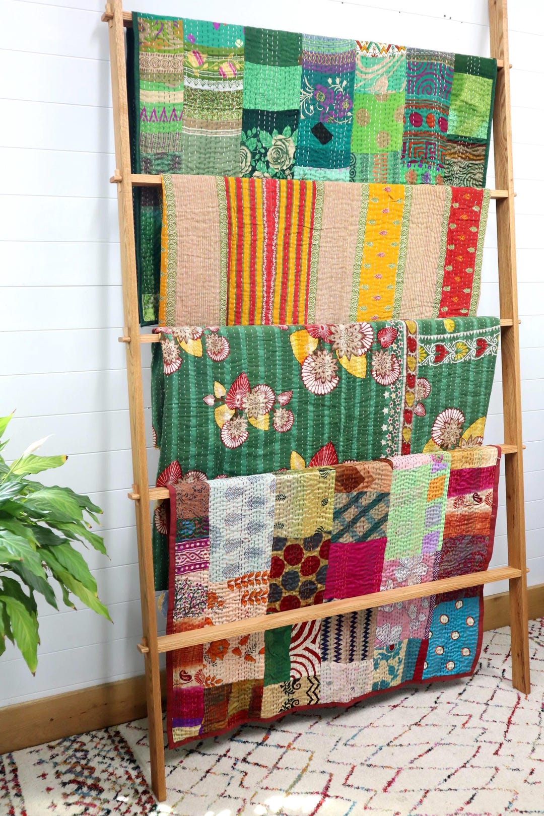 Solid Hardwood 84"x48" 5-rung Extra Wide Blanket Ladder Display ...