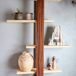Modern Floating Wall Shelf, Java-stained Cherry & Maple Shelving Unit ...