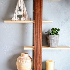 Modern Floating Wall Shelf, Java-stained Cherry & Maple Shelving Unit ...