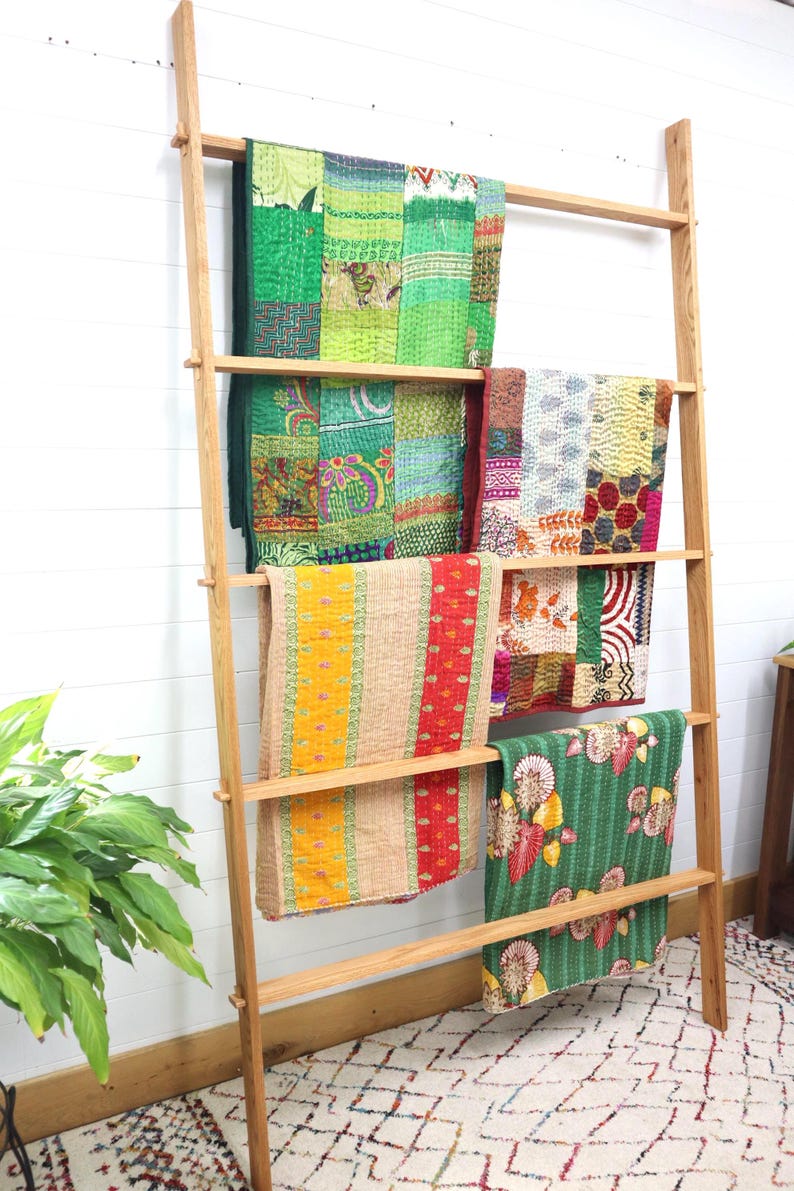 Wide Hardwood Blanket Ladder: Quilt Display Rack (84x48) - Etsy