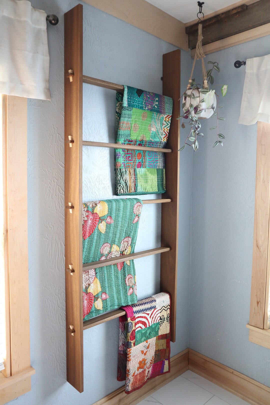 Wall-mounted 5-rung Walnut Blanket Ladder Solid Hardwood - Etsy