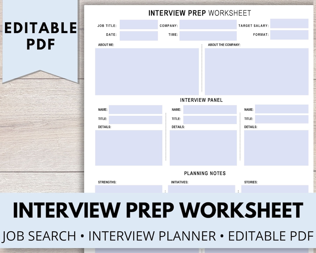 Job Interview Prep Worksheet | Job Interview Tips | Job Search ...