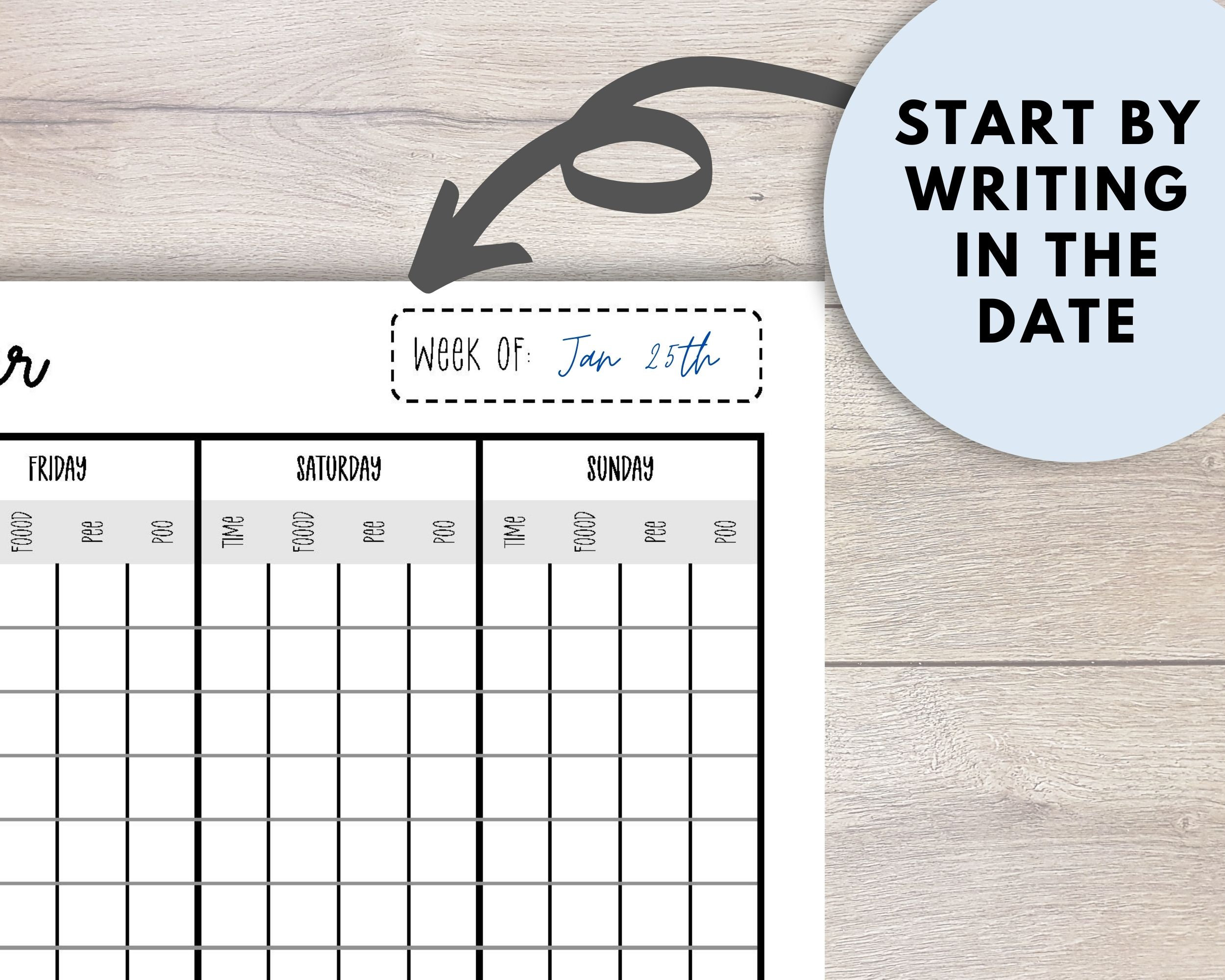 Printable Weekly Baby Tracker, Baby Report, Baby Log, Baby Routine ...