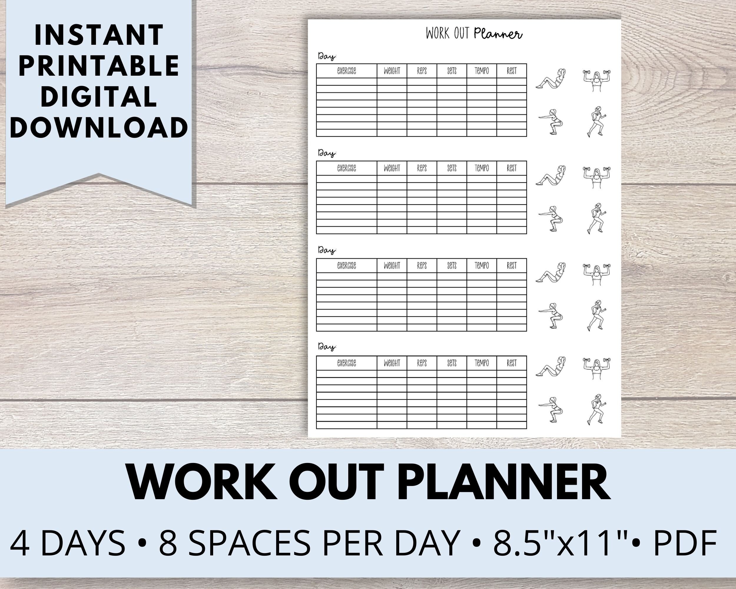 Work Out Planner Workout Planner Fitness Planner Work Out - Etsy