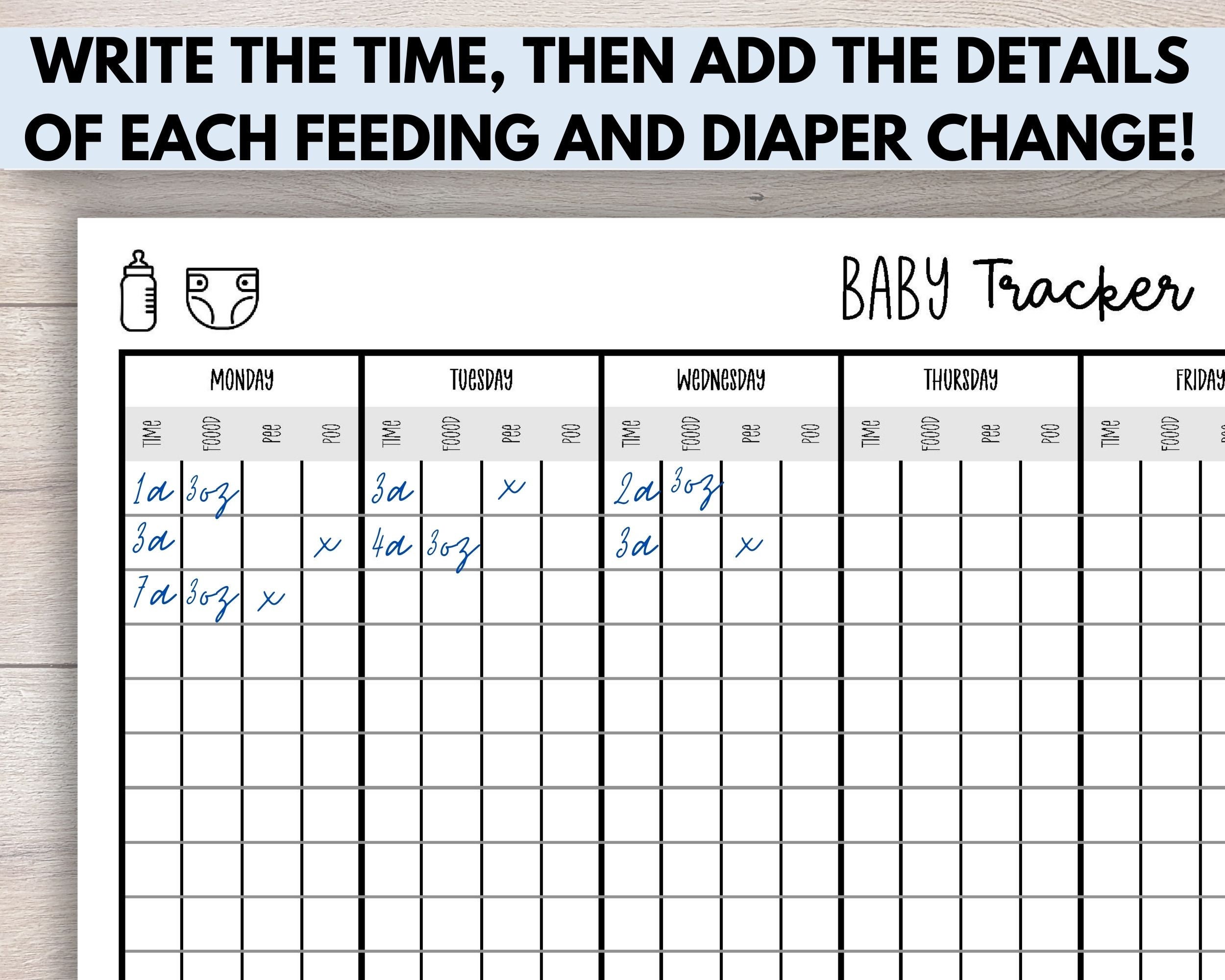 Printable Weekly Baby Tracker, Baby Report, Baby Log, Baby Routine ...
